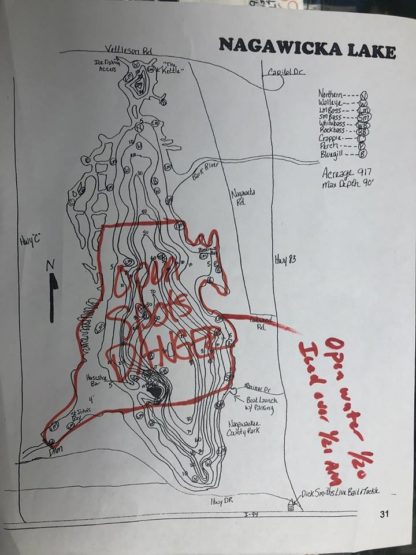 Nagawicka Map with Open Water 1.21.19 - Dick Smith's Live Bait & Tackle